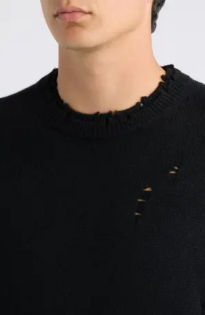 ALLSAINTS Wolf Crewneck Distressed Sweater - Black