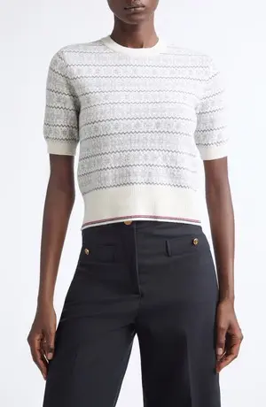 Thom Browne Snowflake Fair Isle Jersey T-shirt - White