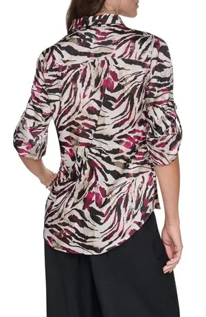 Dkny Print Roll Tab Button Shirt