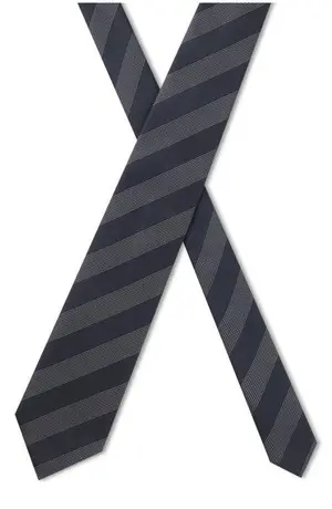 BOSS Striped Silk Tie - Dark Blue