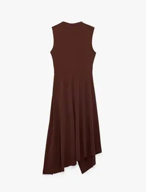 Koton Sleeveless High Neck Draped Midi Dress With Accessory Detail