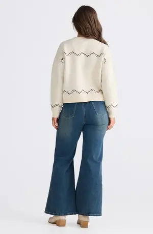 TALISMAN THE LABEL Boot Jive Intarsia Sweater - Cream W/chocolate