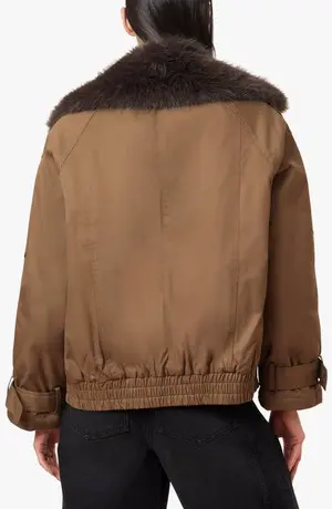 Habitual Faux Fur Collar Trench Jacket