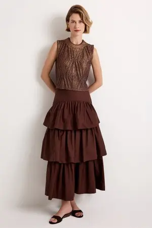 MARIE OLIVER Baylor Skirt - Chocolate