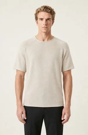 MODENAIRE Short Sleeve Raglan Knit Sweater - Beige