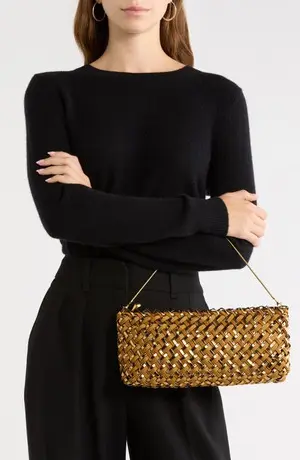 NAGHEDI Gala Double Weave Metallic Clutch