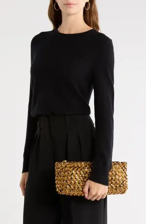 NAGHEDI Gala Double Weave Metallic Clutch