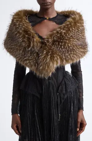 Zimmermann Faux Fur Short Stole - Khaki