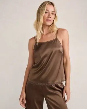 HAVEN WELL WITHIN Washable Silk Lace Cami - Deep Mocha
