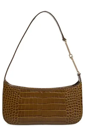 TOM FORD Small Arc Croc Embossed Leather Shoulder Bag - Cinnamon