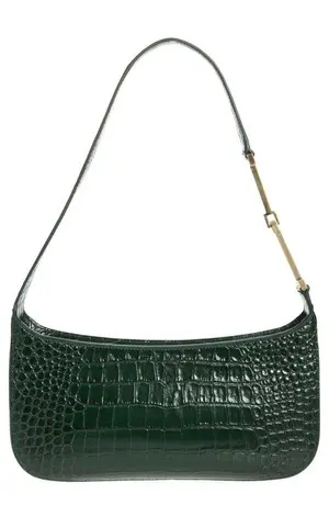 TOM FORD Small Arc Croc Embossed Leather Shoulder Bag - Dark Pine