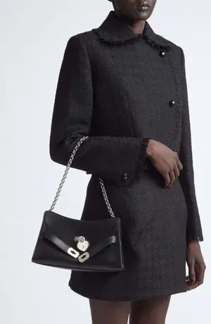 Alexander McQueen Mini Locke Leather Shoulder Bag - Black/silver