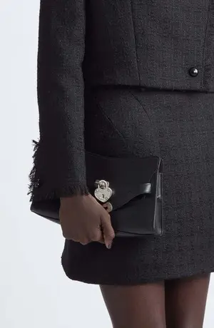 Alexander McQueen Mini Locke Leather Shoulder Bag - Black/silver