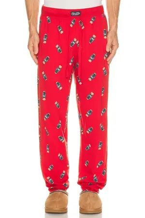 Polo Ralph Lauren Knit Bear Printed Pj Pant In Red