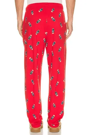 Polo Ralph Lauren Knit Bear Printed Pj Pant In Red