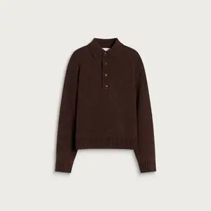 DANIEL SIMMONS Long Sleeve Knit Polo - Brown