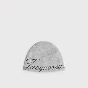 Jacquemus Script Logo Beanie - Grey