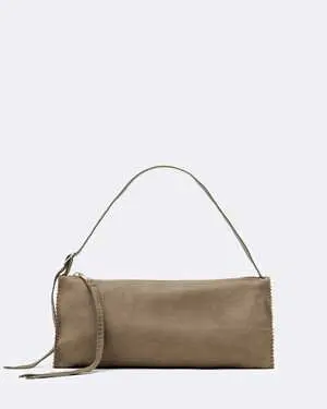 ALLSAINTS Siloh Pinked-edge Leather Shoulder Bag - Grey