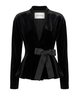 ALBERTA FERRETTI Alberta Ferretti Bow Embellished Velvet Jacket