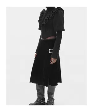 ANN DEMEULEMEESTER Ruffled-detail Cable-knit Sweater