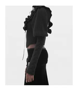 ANN DEMEULEMEESTER Ruffled-detail Cable-knit Sweater