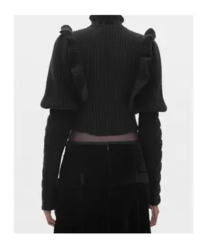 ANN DEMEULEMEESTER Ruffled-detail Cable-knit Sweater