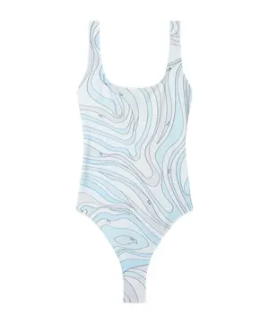 Emilio Pucci Marmo Print Swimsuit - Light Blue