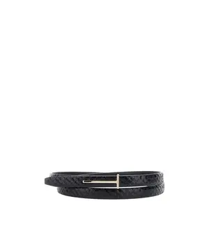 TOM FORD Textured Double-wrap Belt - Black