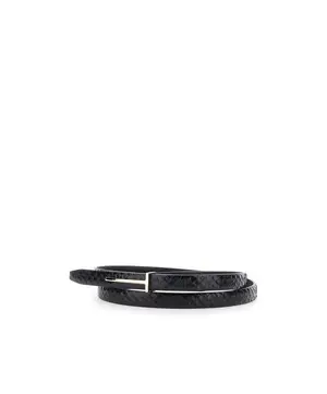 TOM FORD Textured Double-wrap Belt - Black