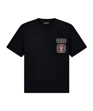 Emporio Armani Short-sleeve Crew-neck T-shirt With Badge Appliqu - Black