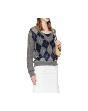 SHUSHU/TONG Argyle V-neck Knitted Sweater