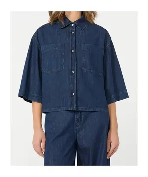 Max Mara Zannata Short-sleeved Denim Shirt - Blue