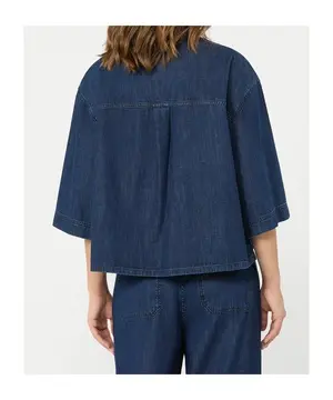 Max Mara Zannata Short-sleeved Denim Shirt - Blue