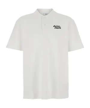 Maison Kitsuné Handwriting Logo Polo Shirt - White