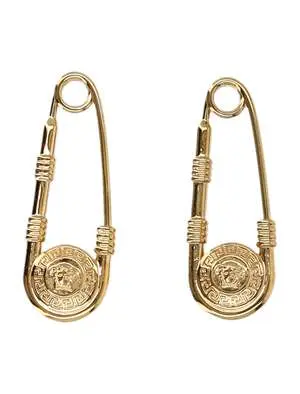 Versace Medusa Charm Safety Pin Earrings - Versace Gold