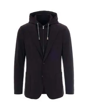 Eleventy Hooded Zip-front Blazer Jacket - Bordeaux