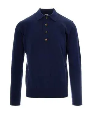 Eleventy Knit Long Sleeve Polo Shirt