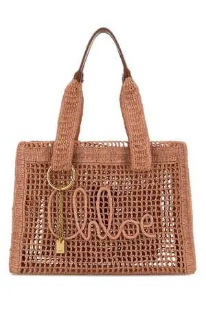 Chloé Antiqued Raffia East-west Summer Banana Shopping Handbag