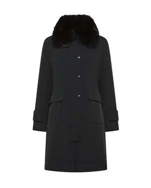 Peuterey Hooded Long Down Coat With Fur Trim
