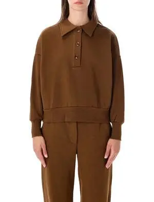 SESSUN Long Sleeve Collared Button-front Sweatshirt