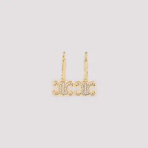 Celine Rhinestone Brass Earrings - Metallic