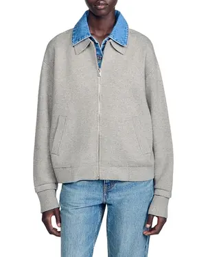 Sandro Hayden Layered Look Zip Cardigan