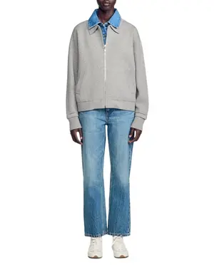 Sandro Hayden Layered Look Zip Cardigan