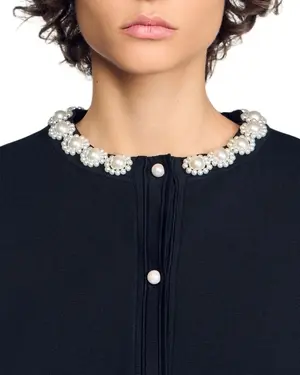 Sandro Aubrey Embellished Cropped Cardigan