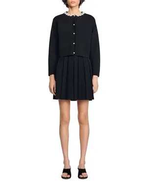 Sandro Aubrey Embellished Cropped Cardigan