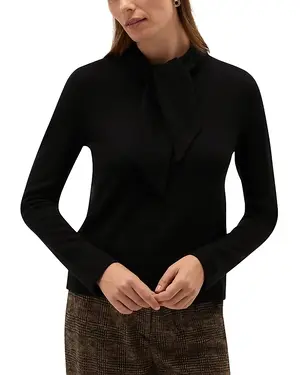 HOBBS LONDON Mabel Wool Tie Neck Sweater - Black