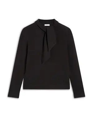 HOBBS LONDON Mabel Wool Tie Neck Sweater - Black