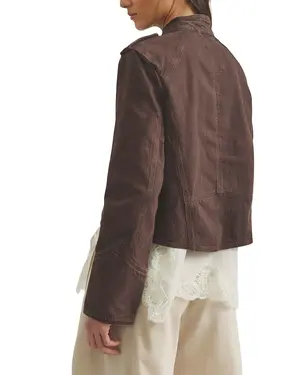 Free People Ryland Cotton Blend Band Jacket - Double Espresso
