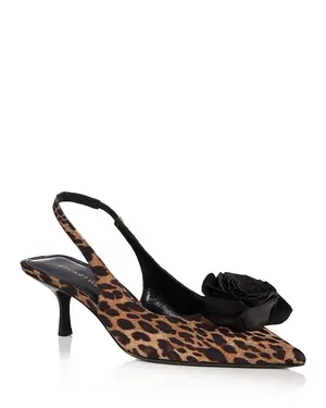 STUART WEITZMAN Paloma 50 Slingback Leopard Pumps - Classic/black