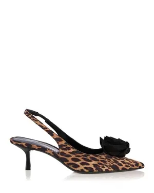 STUART WEITZMAN Paloma 50 Slingback Leopard Pumps - Classic/black